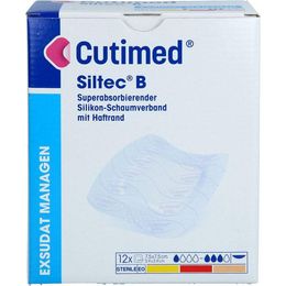Cutimed Siltec B Schaumverb.7,5x7,5 cm m.Haftr. 12 St