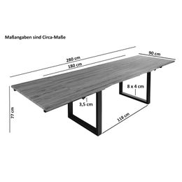 Tisch BARCELONA stonefarben / 140(220)x90