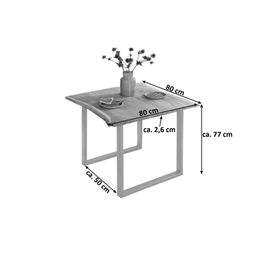 Esstisch BILLY nussbaumfarben / 80x80 / U-Gestell Schwarz