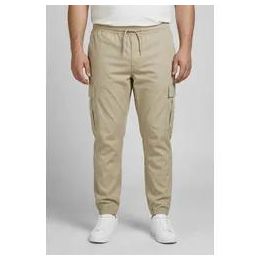 Jack & Jones PlusSize Cargohose "JPSTKANE DYLAN CUFFED CARGO RET PLS", Herren, Gr. 40(XXXL), L&auml;nge 36, crockery, Web, Obermaterial: 98% Baumwolle, 2% Elasthan, JACK & JONES PLUSSIZE, unifarben, relaxed fit lang, Hosen Cargohose, Baumwollmischung, relaxed fit