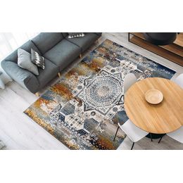Teppich Calo-deluxe "Valessa-909" Gr. 3, bunt (multi, blau), B:120cm H:5mm L:170cm, Kunstfaser, Teppiche, Teppich, Wohnzimmer
