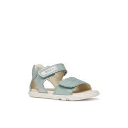 Lauflernschuh Geox "B SANDAL STEPPIEUP G", Baby, Gr. 22, hellblau, Leder, Glitzer, Schuhe Lauflernschuh, Babyschuh mit Klettverschluss, Gr&ouml;&szlig;enschablone zum Download