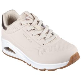 Sneaker Skechers "UNO GOLDEN AIR", Damen, Gr. 36, beige, Lederimitat, Schuhe Sneaker, Freizeitschuh, Halbschuh, Schn&uuml;rschuh mit Metallic-Einsatz, Topseller