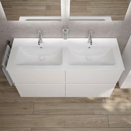 Duravit ME by Starck Doppelwaschtisch, evineo ineo5 evo Unterschrank B: 128 cm, 4 Ausz&uuml;ge, mit Griffmulde,, 233613AC00+BE0717WM,