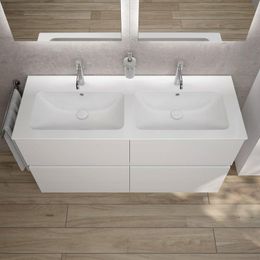 Duravit ME by Starck Doppelwaschtisch, evineo ineo5 evo Unterschrank B: 128 cm, 4 Ausz&uuml;ge, mit Griffmulde,, 233613AC00+BE0717WH,