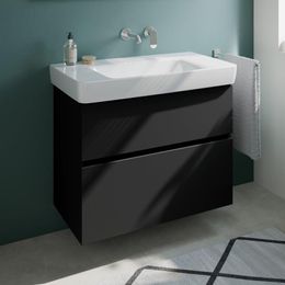 Geberit Renova Plan Waschtisch, evineo ineo5 evo Unterschrank B: 90 cm, 2 Ausz&uuml;ge, mit Griffmulde,, 501705001+BE0990BM,