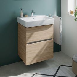 Geberit Renova Plan Waschtisch, evineo ineo5 evo Unterschrank B: 60 cm, 2 Ausz&uuml;ge, mit Griffmulde,, 501636008+BE0985OA,