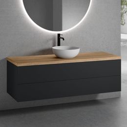 neoro n50 Unterschrank B: 160 cm mit 2 Ausz&uuml;gen, Waschtisch &Oslash; 45 cm wei&szlig; matt,, BN0106WM+BN0497BM+BN0405W1,