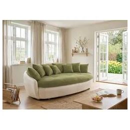 Big-Sofa COTTA "Aruba", olive, wei&szlig;, B:238cm H:79cm T:140cm, Luxus-Microfaser (100% Polyester); Microfaser-Feinstruktur (pflegeleichte Microfaser, mit feiner Struktur, 100% Polyester), Sofas, Big-Sofa, gem&uuml;tliches Megasofa in XXL in organischer Form mit vielen Kissen