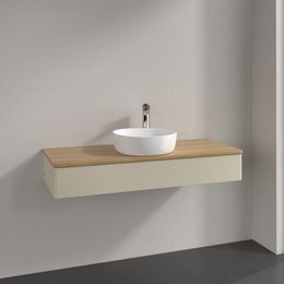 Villeroy & Boch Villeroy und Boch Antao Waschtisch-Unterschrank K10051HJ 120x19x50cm, Hahnloch, Waschbeckenplattenfarbe honey oak, silk grey matt lacquer
