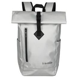 Freizeitrucksack Travelite "BASICS Roll-Up Rucksack aus Plane", Gr. B/H/T: 26cm x 60cm x 15cm, silber, Polyester, unifarben, Rucks&auml;cke Freizeitrucksack, mit variablem Roll-Up-Verschluss
