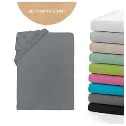 Spannbettlaken Tom Tailor HOME "Tom Tailor Jersey", grau, B:140cm L:200cm, Jersey, Obermaterial: 100% Baumwolle, Bettlaken, Spannbettlaken, ab Gr&ouml;&szlig;e 90x200 cm, Laken in hochwertiger Jersey Qualit&auml;t