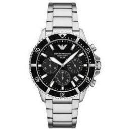 Chronograph Emporio Armani "WORLD EXPLORER", edelstahlfarben, schwarz, Armbanduhren, Herren, Chronograph, Armbanduhr, Solar, Herrenuhr, Edelstahlarmband, analog, Tag