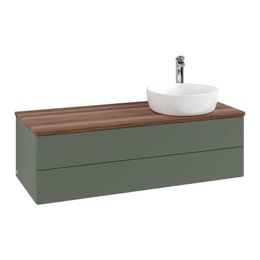 Villeroy & Boch Villeroy und Boch Antao Waschtisch-Unterschrank K23152HL 120x36x50cm, Hahnloch, Waschbeckenplattenfarbe warm walnut, leaf green matt lacquer