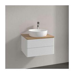 Villeroy & Boch Villeroy und Boch Antao Waschtisch-Unterschrank L18151GF mit Beleuchtung, 2 Ausz&uuml;ge, 600 x 360 x 500 mm, Front mit Struktur, Glossy White Lacquer / Honey Oak