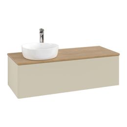 Villeroy & Boch Villeroy und Boch Antao Waschtisch-Unterschrank K33051HJ 120x36x50cm, Hahnloch, Waschbeckenplattenfarbe honey oak, silk grey matt lacquer