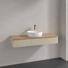 Villeroy & Boch Villeroy und Boch Antao Waschtisch-Unterschrank K10151HJ 120x19x50cm, Hahnloch, Waschbeckenplattenfarbe honey oak, silk grey matt lacquer