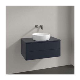 Villeroy & Boch Villeroy und Boch Antao Waschtisch-Unterschrank L19010HG mit Beleuchtung, 2 Ausz&uuml;ge, 800 x 360 x 500 mm, Front ohne Struktur, Midnight Blue Matt Lacquer / Midnight Blue Matt Lacquer