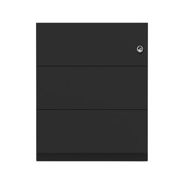 Bisley Rollcontainer Note , mit 3 Universalschubladen, HxBxT 495 x 300 x 565 mm, mit Griffleiste, schwarz