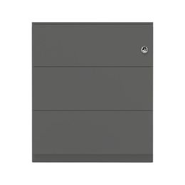 Bisley Rollcontainer Note , mit 3 Universalschubladen, HxBxT 502 x 420 x 565 mm, mit Griffleiste und Top, anthrazitgrau