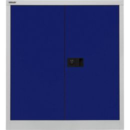 Bisley UNIVERSAL Fl&uuml;gelt&uuml;renschrank, HxBxT 1000 x 914 x 400 mm, 1 Fachboden, 2 Ordnerh&ouml;hen, lichtgrau / oxfordblau