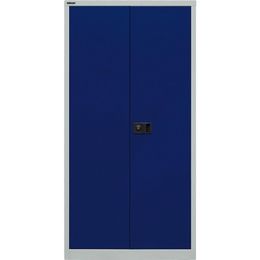 Bisley UNIVERSAL Fl&uuml;gelt&uuml;renschrank, HxBxT 1806 x 914 x 400 mm, 3 verzinkte Fachb&ouml;den, 4 Ordnerh&ouml;hen, lichtgrau / oxfordblau