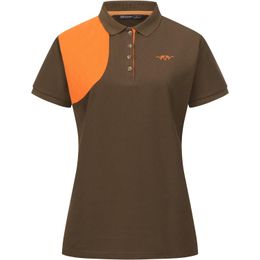 Blaser Outfits Damen Poloshirt Shooting Patch Dark Brown/Orange (Gr&ouml;&szlig;e: 46)