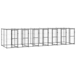 vidaXL Outdoor-Hundezwinger Stahl mit Dach schwarz 7,7 m, 2,2 m, 1,8 m