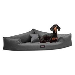 tierlando &reg; TRIVIA | Orthop&auml;disches Eckhundebett Polyester Hundebett Dreieckbett hellgrau / grau-meliert 1,2 m, 25 cm, 1,2 m