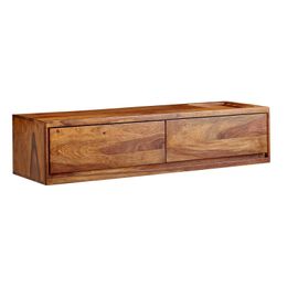 FineBuy TV-Board Kommode 110cm h&auml;ngend Sheesham Massivholz TV Lowboard mit 2 Schubladen