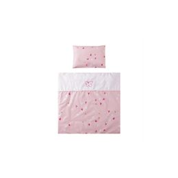 Lorelli Baby-Bettw&auml;sche 7-teiliges Set First Dreams Decke Kissen Laken Himmel rosa Schmetterlinge