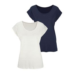 Beachtime By Lascana T-Shirt Damen Gr&ouml;&szlig;e XS navy / offwhite