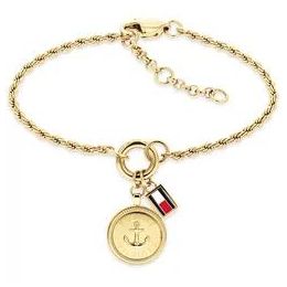 Armkette Tommy Hilfiger "CHARMS", gelbgoldfarben, rot, wei&szlig;, blau, Armb&auml;nder, Damen, 19cm, Edelstahl, Armkette, Emaille