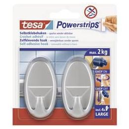tesa POWERSTRIPS&reg; Klebehaken Large Oval Chrom (matt) Inhalt: 2 St.
