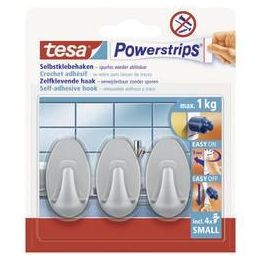 tesa POWERSTRIPS&reg; Klebehaken Small Oval Chrom (matt) Inhalt: 3 St.