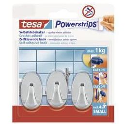 tesa POWERSTRIPS&reg; Klebehaken Small Oval Chrom Inhalt: 3 St.