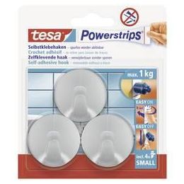 tesa POWERSTRIPS&reg; Klebehaken Small Rund Chrom (matt) Inhalt: 3 St.