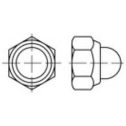 TOOLCRAFT 135419 Sechskant-Hutmuttern M16 DIN 986 Stahl galvanisch verzinkt 50 St.
