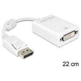 Delock 61765 DisplayPort / DVI Adapter [1x DisplayPort Stecker - 1x DVI-Buchse 24+5pol.] Wei&szlig; mit Ferritkern 12.00 cm