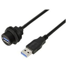 USB 3.0-Buchse auf Stecker, IP67 (Gewinde), Kabel 0,5 m TC-E13T-FU3-PWF/MU3-NWA-0.5PV-S Wasserdichtes Kunststoffkabel TC-13543568 TRU COMPONENTS Inhalt: 1 St.