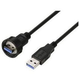 USB 3.0-Stecker auf Stecker, IP67 (Gewinde), Kabel 0,5 m TC-E13T-MU3-MWA/NWA-0.5PV-S Wasserdichtes Kunststoffkabel TC-13543560 TRU COMPONENTS Inhalt: 1 St.