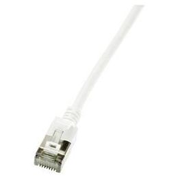 LogiLink CQ9061S RJ45 Netzwerkkabel, Patchkabel CAT 6a U/FTP 3.00 m Wei&szlig; extrem d&uuml;nn, Flammwidrig, Flexibel, Folienschirm, Halogenfrei, mit Rastnasenschutz,