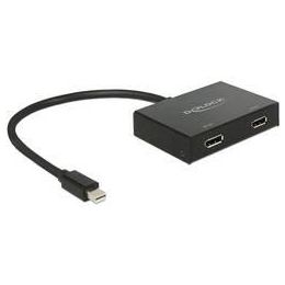 Delock 87695 DisplayPort-Splitter Metallgeh&auml;use, mit eingebautem Konverter Schwarz
