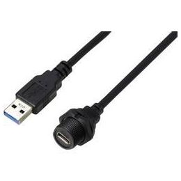 USB-C&reg; 3.0 Buchse auf Stecker IP67 (Gewinde) Kabel 0,5 m TC-E10T-FT3-PWF/MU3-NWA-0.5PV-S Wasserdichtes Kunststoffkabel TC-13543604 TRU COMPONENTS Inhalt: 1 St.