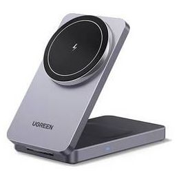 UGREEN W528 Magnetic Charger 2-in-1 Wireless Charger 7.5 W Induktionslade-Standard Grau Wireless Charger