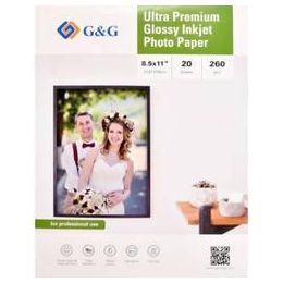 G&G Ultra-Premium Fotopapier 20 Blatt 8,5 x 11 Zoll / 21,6 x 27,9 cm hochgl&auml;nzend 260g/m&sup2; - das Papier f&uuml;r Profis