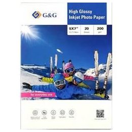 G&G Fotopapier 20 Blatt 5 x 7 Zoll / 12,7 x 17,8 cm hochgl&auml;nzend 200g/m&sup2; - die preiswerte Alternative!