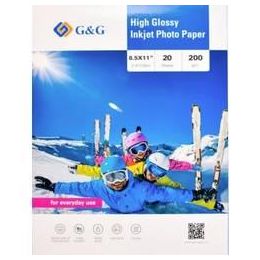 G&G Fotopapier 20 Blatt 8,5 x 11 Zoll / 21,6 x 27,9 cm hochgl&auml;nzend 200g/m&sup2; - die preiswerte Alternative!