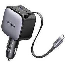 UGREEN EC602 60W Car Charger 2C1A Kfz Ladeger&auml;t 60 W USB-C&reg; Buchse, USB-C&reg; Stecker, USB-A Buchse Grau KFZ, LKW aufwickelbares USB-C&reg;-Kabel