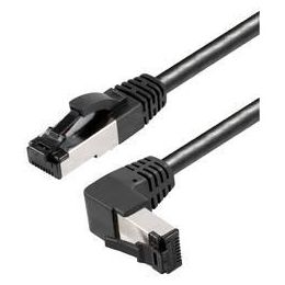 Maxtrack TI49-0,5L RJ45 Netzwerkkabel, Patchkabel CAT 8.1 S/FTP 0.50 m Schwarz 90&deg; nach oben gewinkelt, ammoniakbest&auml;ndig, Einzelschirm 1 St.
